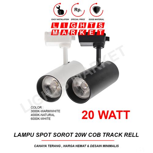 Jual Lampu Rell 20W 20 Watt COB Track Light LED Sorot Rel Spotlight ...