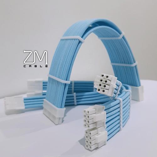 Jual Custom Sleeve Extension PSU Cable Kit - Light Blue - 4Pin CPU ...