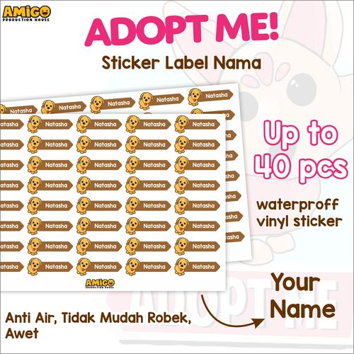 Jual Stiker Label Nama Anak Adopt Me Game lucu stiker anak waterproof ...