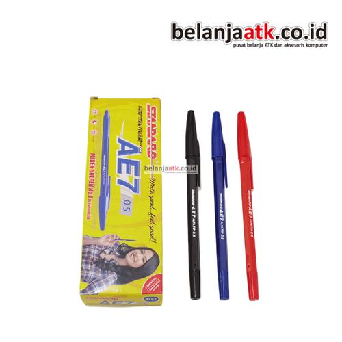 Jual Pulpen/Bolpen/Bolpoin Standard AE 7 0,5 mm (Hitam, Merah, Biru ...