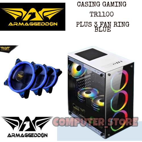 Jual Casing Cpu Gaming Armaggeddon NIMITZ TR1100 include 3 Fan Blue ...