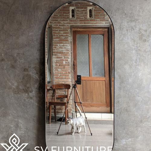 Jual cermin oval besi hitam 60cm x 150cm - gold - Kab. Jepara - cermin ...