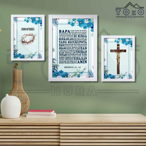 Jual Bingkai Foto Doa Bapa Kami Kristen Salib Tuhan Yesus - 2, KACA ...