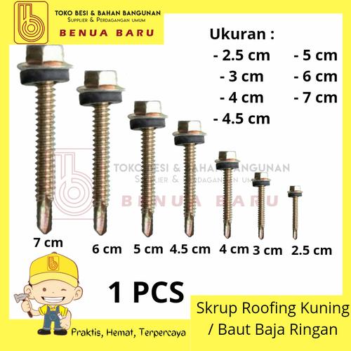 Jual Baut Baja Ringan Roofing Kuning / Sekrup Roofing / Skrup Roofing ...
