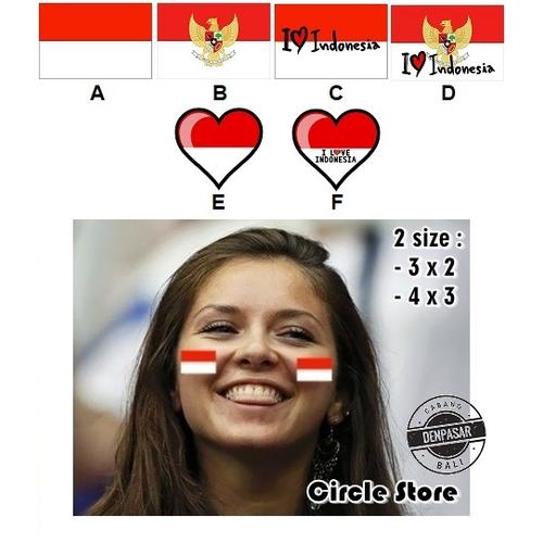 Jual Stiker Muka Pipi Bendera Love Merah Putih Garuda Indonesia Hati ...