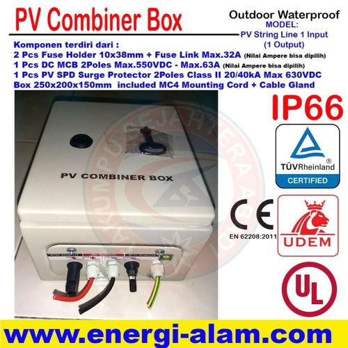 Jual PV String Combiner Box [1 PV in / 1 DC Out 500Vdc] instalasi PLTS ...