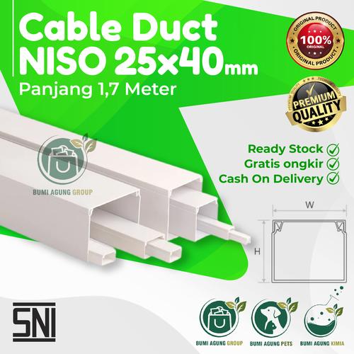 Jual NISO KABEL DUCT 25 X 40 1.7 Meter /TRUNKING 25X40 DAK WIRING PROTEKTOR - pack bubble ...
