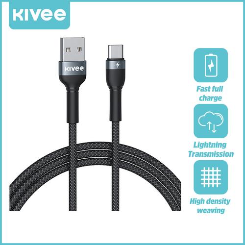 Jual KIVEE Kabel Data Android USB Type-C 3A Fast Charging Nylon Braided ...