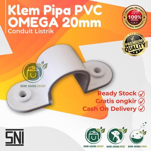 Jual Klem Pipa PVC Conduit Konduit Listrik OMEGA PUTIH 20 MM 20mm ...