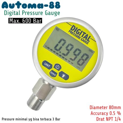 Jual Digital Pressure Gauge 0-600Bar 60MPa Alat Ukur Tekanan 60 MPa 600 ...