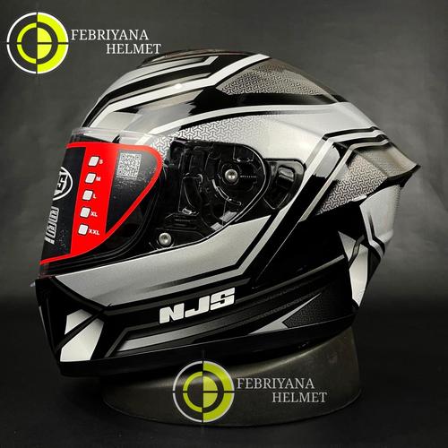 Jual HELM NJS ZX1 ZENITH BLACK SILVER GLOSSY FULL FACE ZX-1 - Kab ...