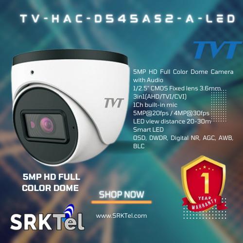 Jual TVT TV-HAC-D545AS2-A-LED Kamera CCTV Full Color Audio 5MP Indoor ...