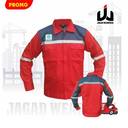 Jual Wearpack Safety Lengan Panjang Baju Seragam Kerja Proyek Merah Abu ...