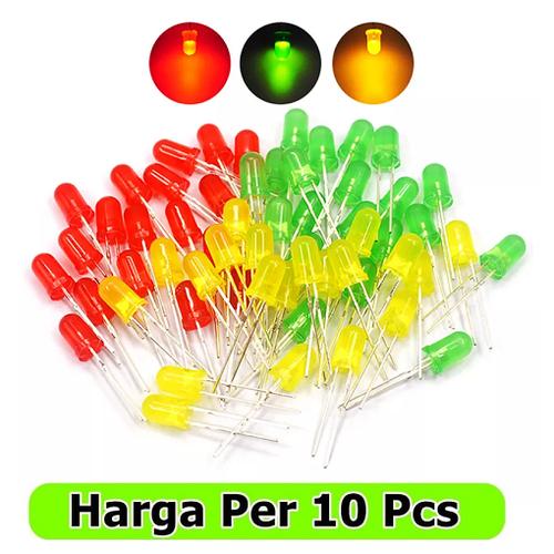 Jual x10 Lampu LED 5mm Warna Merah Hijau Kuning Super Bright Led Diode ...