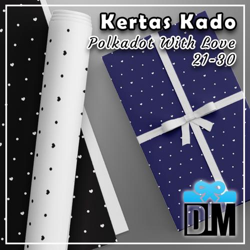 Jual Kertas Kado Bungkus Kemasan Kado Polkadot With Love Titik dan Hati ...