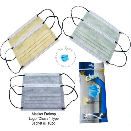 Jual Masker Earloop 3ply Logo Chasa isi 10pc Sachet Hygenic izin ...