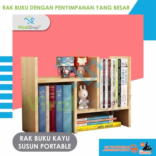 Jual Rak Buku Meja Minimalis Rak Kayu Susun Portable - Hitam - Kota ...