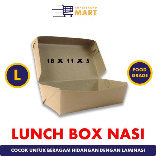 Jual Lunch Box Kraft Full Laminasi Kotak Dus Nasi Ukuran L Food Grade ...