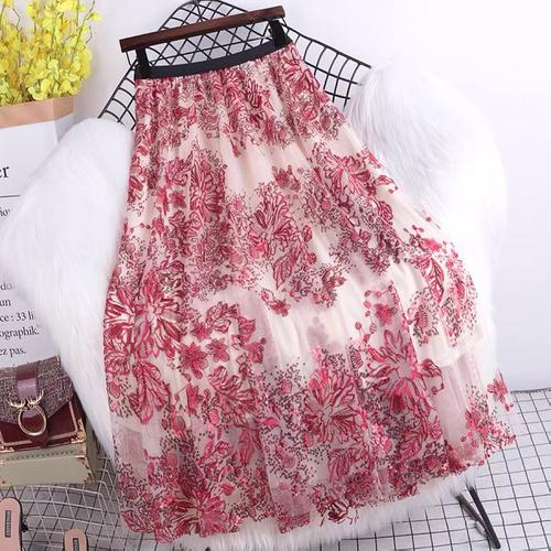 Jual ROK TUTU KOREAN STYLE IMPORT MOTIF BUNGA TIMBUL - Merah - Kab ...