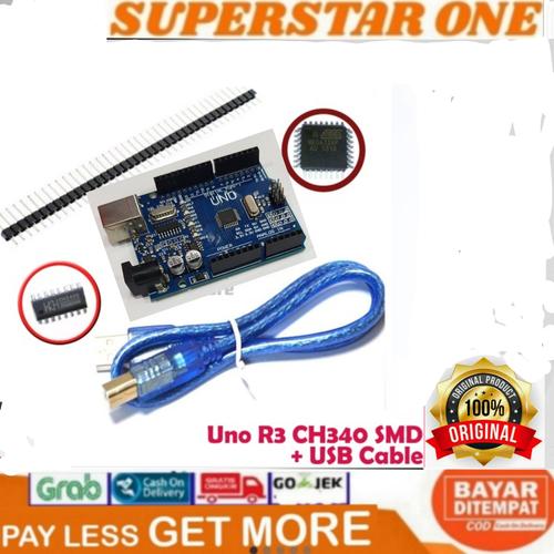 Jual ARDUINO UNO R3 SMD CH340 ATMEGA 328P PLUS USB&PIN HEADER LENGAP ...