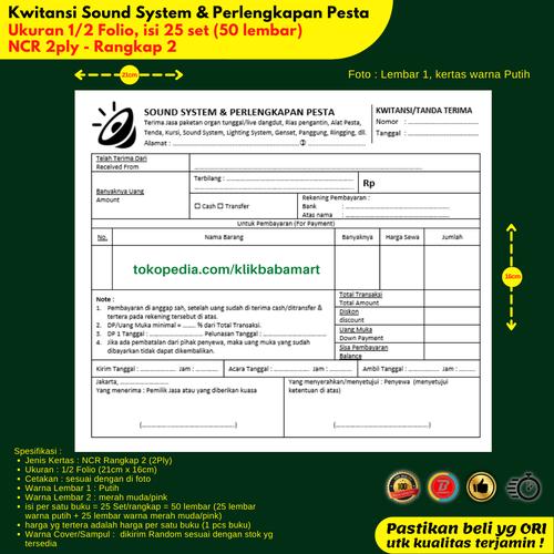 Jual KWITANSI SOUND SYSTEM & PERLENGKAPAN PESTA 1/2 FOLIO RANGKAP 2 ...