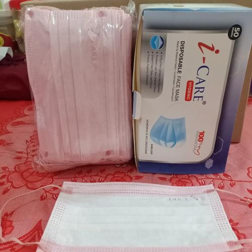 Jual masker hitam 3 ply earloop isi 50 pcs medis grade I care black ...