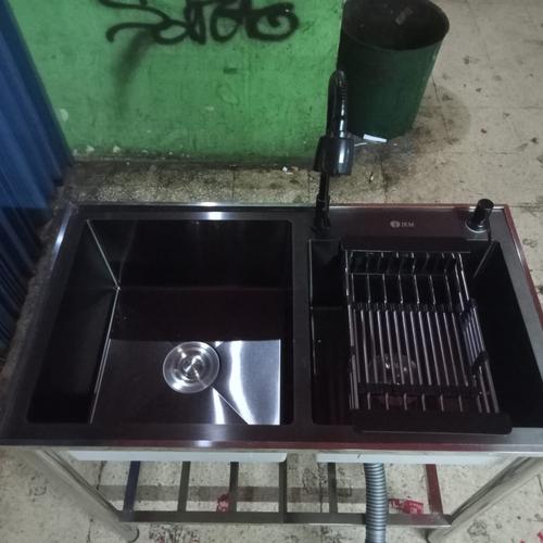 Jual KITCHEN SINK 8245 BLACK STAINLESS JKM + MEJA PORTABLE LENGKAP KRAN ...