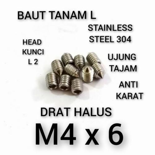 Jual 10PCS Baut Tanam M4 x 6 STAINLESS STEEL 304 Baut Tanam 4mm UJUNG ...