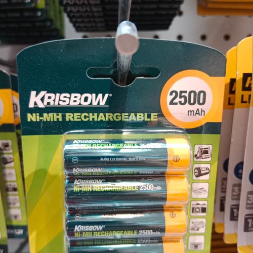 Jual KRISBOW Set Baterai Rechargeable Size AA 2500 mAh 4pcs - Kota ...