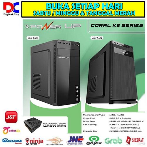 Jual Casing Computer\Pc POWER UP CORAL K2 SERIES K22/K25 + PSU 500W ...