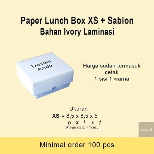 Jual Paper Lunch Box / Box Makanan / Putih Ivory XS Custom Cetak Sablon ...