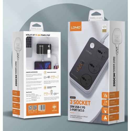 Jual LDNIO SC3412 Stop Kontak 3 Socket 3 USB 1 PD Fast Charging Extension - Jakarta Barat - More ...