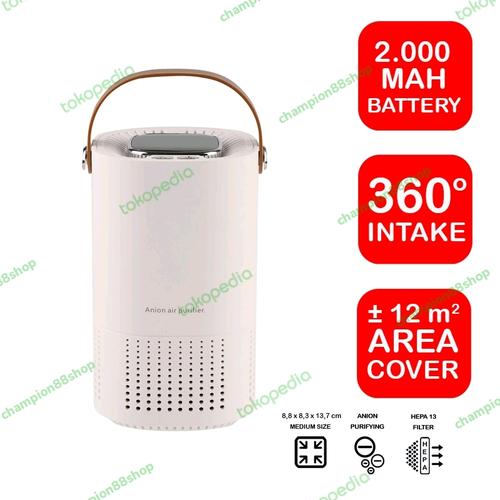 Jual Portable Air Purifier Rechargeable HEPA13 Filter Anion - pink ...