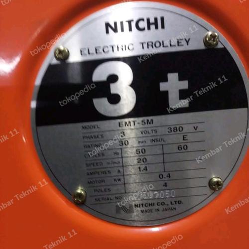 Jual Electric chain Hoist NICHI 3 ton x 6 meter Original jepang Tipe MH ...