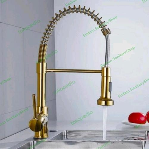 Jual Kran Kitchen Sink panas dingin gold/Kran Cuci Piring warna emas ...