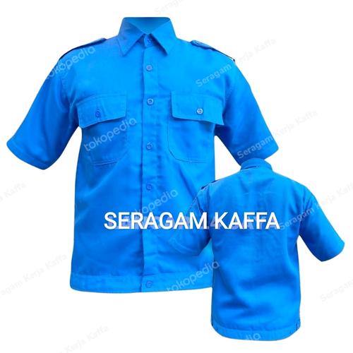 Jual Seragam Kasual polos Seragam Kerja seragam Lengan pendek Biru ...