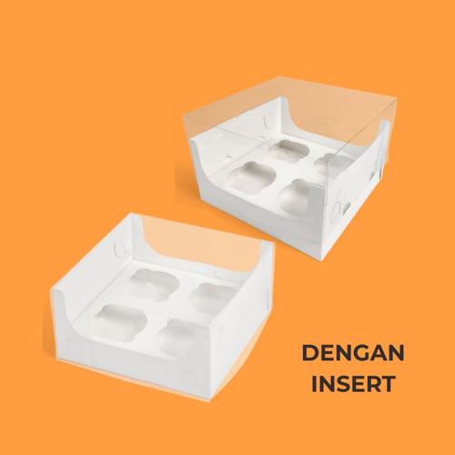 Jual Box Rollcake Packaging Mika Putih Kotak Kemasan Cupcake Sekat 4 ...