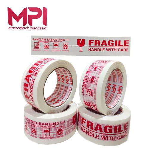 Jual Lakban Fragile Putih Handle With Care 100 METER Jangan Dibanting ...