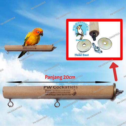 Promo Tangkringan Kayu 20cm Jepit Mur Baut Sangkar Kandang Burung ...