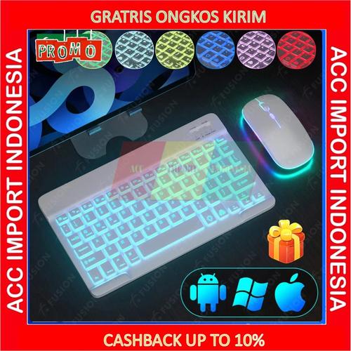 Promo Keyboard + Mouse Bluetooth Backlight LED RGB Android Ipad Laptop ...