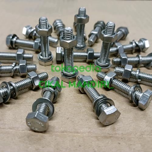 Jual baut stainless M6 x 30 | komplit 2ring - Jakarta Pusat - CIKAL MANDIRI. | Tokopedia