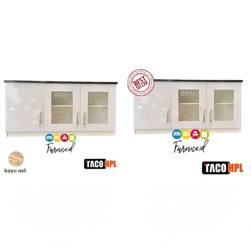 Promo kitchen set atas / lemari piring / rak piring KAYU ASLI HPL JUMBO ...