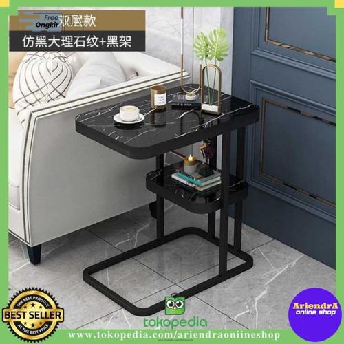 Jual Meja Sofa Side Table Marbel European Style - Hitam, Single Layer ...