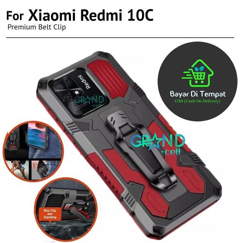 Jual Case HP XIAOMI REDMI 10C Premium Casing Armor Belt Clip Standing ...