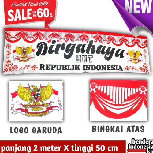 Jual bendera merah putih panjang bendera indonesia sablon garuda ...