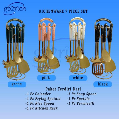 Jual Spatula & Sutil Set Stainless Steel Gagang Keramik 7 Pcs - Merah ...