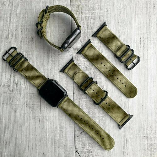 Promo Tali Strap Kanvas Nato Apple Watch Iwatch 3 4 5 6 7 8 SE Black ...