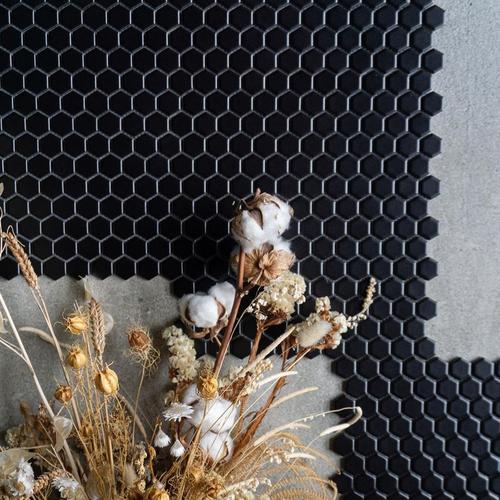 Jual Backsplash Tile Dapur Minimalis Type Venus Hexagon Mini Black ...