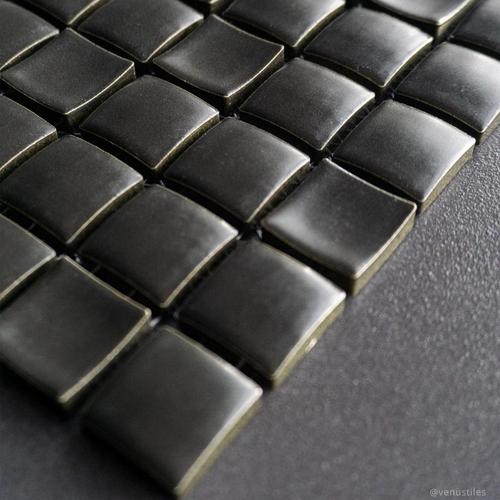 Jual Backsplash Tile Dapur Minimalis - Mosaic Venus Up Black Matte ...