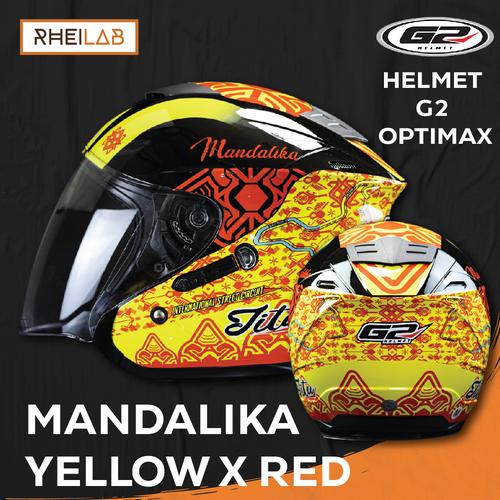 Jual HELM G2 OPTIMAX HALF FACE MOTIF MANDALIKA CIRCUIT- YELLOW X RED ...